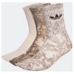 Sportsocken Adidas ORIGINALS "TIE DYE CREW, 3 PAAR", Herren, Gr. M (40/42), braun (trace braun, schwarz braun, putty mauve), Obermaterial: 50% Baumwolle, 46% Polyester, 3% Elasthan, 1% sonstige Fasern, Socken Sportsocken, f&uuml;r sportive Aktivit&auml;ten und Laufen, mit Batikf&auml;rbetechnik