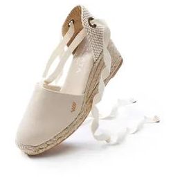 Espadrille VISCATA "Escala", Damen, Gr. 37, beige, Textil, Schuhe Espadrille, mit Keilabsatz und eleganter Kn&ouml;chelschn&uuml;rung