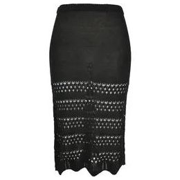 Sommerrock Urban Classics "Urban Classics Damen Ladies 3/4 Crochet Knit Skirt", Damen, Gr. M, schwarz, 100% Polyacryl, unifarben, slim fit, R&ouml;cke