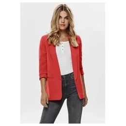 Kurzblazer Only "ONLELLY 3/4 LIFE BLAZER TLR NOOS", Damen, Gr. 40L, gr&uuml;n (high risk rot), Web, Obermaterial: 95% Polyester, 5% Elasthan, unifarben, sehr figurbetont normal, Blazer Kurzblazer, Materialmix, regular fit
