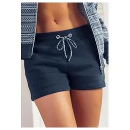 Relaxshorts s.Oliver, Damen, Gr. 32/34, N-Gr, blau (navy), Sweatware, Obermaterial: 65% Baumwolle, 35% Polyester, unifarben, figurumspielend kurz, Hosen, mit Norwegermuster Details, Loungeanzug