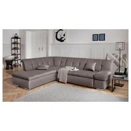 Ecksofa DOMO collection "Mona L-Form bequem und komfortabel, Breite 271cm, L-Form", grau (stone), B:271cm H:80cm T:213cm, Struktur fein 100% Polyester;Chenilleoptik 100% Polyester, Sofas, Ecksofa, wahlweise mit Bett- und Armlehnfunktion