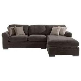 Ecksofa Home Affaire "Broughton L-Form", grau (anthrazit), B:279cm H:92cm T:178cm, 100% Polyester, Sofas, Ecksofa, weicher Sitzkomfort, incl. 4 Zierkissen, Keder