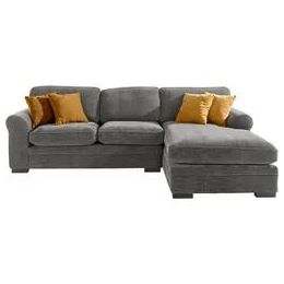 Ecksofa Home Affaire "Broughton L-Form", grau, B:279cm H:92cm T:178cm, 100% Polyester, Sofas, Ecksofa, weicher Sitzkomfort, incl. 4 Zierkissen, Keder