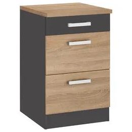 Unterschrank KOCHSTATION "KS-Gera", grau (eiche, anthrazit), B:50cm H:85cm T:60cm, Holzwerkstoff, Schr&auml;nke, Unterschrank, Breite 50 cm