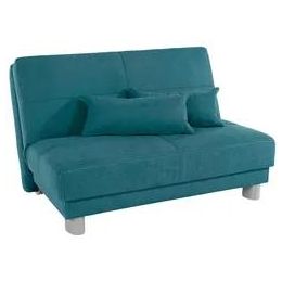 Schlafsofa Home Affaire "Gina", blau (t&uuml;rkis), B:120cm H:86cm T:195cm, Sofas, Schlafsofa, mit einem Handgriff vom Sofa zum Bett