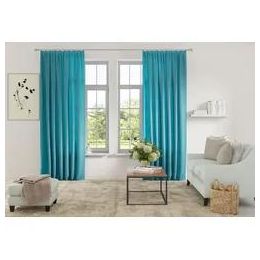 Vorhang OTTO HOME "Parry" Gr. 2, blau (aquablau), B:140cm H:175cm, Polyester, Recyceltes Material, Gardinen, 2-er Set, blickdicht, monochrom, basic, einfarbig, Bestseller