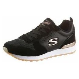 Sneaker Skechers "OG 85 - GOLDN GURL", Damen, Gr. 37, schwarz (schwarz, goldfarben), Synthetik, Textil, Veloursleder, Schuhe Sneaker, Schn&uuml;rschuh, Original-Retro-Jogginschuh mit Air-Cooled Memory Foam, Topseller