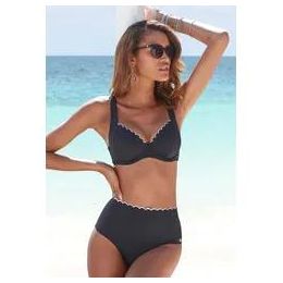 Highwaist-Bikini-Hose Lascana "Camilla", Damen, Gr. 38, N-Gr, schwarz-wei&szlig; (schwarz, wei&szlig;), Polyamid, kontrastfarbene Details, unifarben, Badehosen, mit Farbkontrast, Topseller