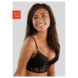 Push-up-BH Lascana "Alicia", Damen, Gr. 85, Cup C, schwarz, Microtouch, Obermaterial: 90% Polyamid, 10% Elasthan, BHs Push-up-BH, in Bustier Form, sexy Dessous