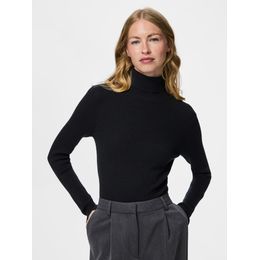 Rollkragenpullover Pieces "PCMIRA LS ROLLNECK KNIT NOOS BC", Damen, Gr. S, schwarz, Strick, Obermaterial: 50% Viskose, 28% Polyester, 22% Nylon, unifarben, taillenbedeckt, hoch geschlossener Ausschnitt, Pullover Rollkragenpullover