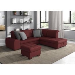 Sit & More Ecksofa SIT & MORE "Luxor L-Form", rot (bordeaux), B:259cm H:82cm T:224cm, Luxus-Microfaser ALTARA NUBUCK (100% Polyester);Soft clean (98% Polyester, 2% Polyamid);Struktur fein (100% Polyester), Sofas, Ecksofa, wahlweise mit Bettfunktion, Stauraum und Kopfteilverstellung