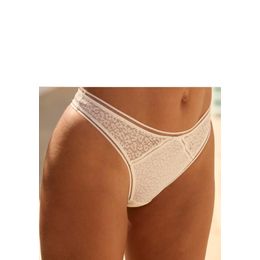 String Nuance, Damen, Gr. 44/46, beige (creme), Spitze, Obermaterial: 89% Polyamid, 11% Elasthan, Unterhosen String, aus Allover-Jacquardspitze im angesagten Leo-Look
