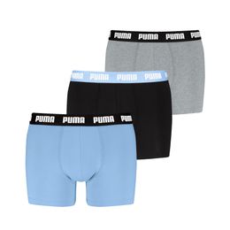 Boxershorts Puma "Puma MEN EVERYDAY BOXERS 3P", Herren, Gr. S, cool blau, schwarz, grau, Obermaterial: 95% Baumwolle, 5% Elasthan, eng, Unterhosen Boxershorts, mit Komfortbund