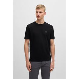 T-Shirt BOSS Orange "Tales", Herren, Gr. XL, schwarz (001_schwarz), Web, Obermaterial: 100% Baumwolle, unifarben, Basic normal, Rundhals, eng eingefasste Kante, Shirts T-Shirt, mit BOSS Stickerei auf der Brust