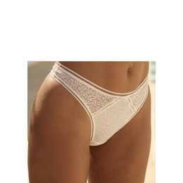 String Nuance, Damen, Gr. 40/42, beige (creme), Spitze, Obermaterial: 89% Polyamid, 11% Elasthan, Unterhosen String, aus Allover-Jacquardspitze im angesagten Leo-Look
