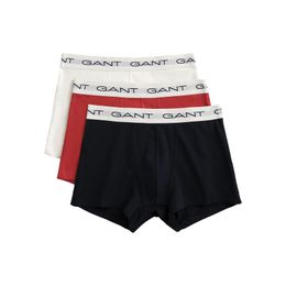 Boxershorts Gant, Herren, Gr. S, 3 Stk., bunt (multicolor), Jersey, Obermaterial: 95% Baumwolle, 5% Elasthan, unifarben, bequem, Unterhosen Boxershorts, mit elastischem Logobund