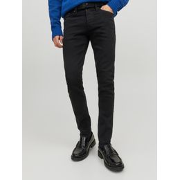 Jack & Jones Slim-fit-Jeans JACK & JONES "JJIGLENN Jeans mit schmaler Beinform und Stretch f&uuml;r Komfort", Herren, Gr. 33, L&auml;nge 34, schwarz, Denim/Jeans, Obermaterial: 99% Baumwolle, 1% Elasthan, Abriebeffekte, slim fit lang, Jeans Slim-fit-Jeans, Baumwollmischung, slim fit