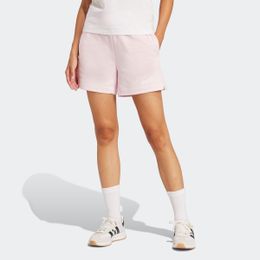 Shorts adidas Sportswear "ESSENTIALS LINEAR FRENCH TERRY", Damen, Gr. XL, N-Gr, pink (clear pink, wei&szlig;, normal, gr.), Obermaterial: 55% Baumwolle, 36% Polyester, 9% Viskose, Hosen Shorts, Mitelhoher Bund mit Kordelzug, aus weichem French Terry
