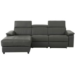 Ecksofa Home Affaire "Binado, L-Form", grau, B:252cm T:164cm, Webstoff (95% Polyester/5% Nylon), Sofas, Ecksofa, mit manueller oder elektrischer Relaxfunktion mit USB-Anschluss