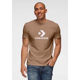 T-Shirt Converse "UNISEX Converse GO-TO STAR CHEVRON LOGO STANDARD FIT T-SHIRT", Damen, Gr. S, mushroom forage, Single Jersey, Obermaterial: 100% Baumwolle, Rundhals, eingesetzt normaler Saum, Shirts T-Shirt