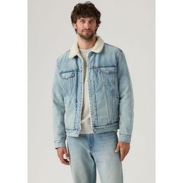 Levi's Kurzjacke LEVI'S "SHERPA", Herren, Gr. M, blau (kentucky blau sherpa), Denim/Jeans, Obermaterial: 100% Baumwolle, 1-Knopf-Manschette mit Druckknopf, Jacken Kurzjacke, mit Sherpa F&uuml;tterung