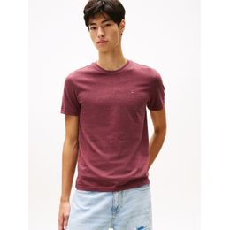 T-Shirt Tommy Jeans "TJM XSLIM JASPE HTR TEE EXT", Herren, Gr. L, rot wine htr, Single Jersey, Obermaterial: 60% Baumwolle, 40% Polyester, Basic, slim fit normal, Rundhals, eingesetzt abgesteppte Kante, Shirts T-Shirt, Mit Rundhalsausschnitt
