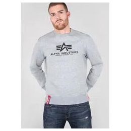 Sweatshirt Alpha Industries "Basic Sweater", Herren, Gr. 3XL, grau (grau heather), angeraute Sweatware, Obermaterial: 80% Baumwolle, 20% Polyester, bedruckt, meliert, normal normal, Rundhals, Rippb&uuml;ndchen, Sweatshirts Sweatshirt, Baumwollmischung, regular fit