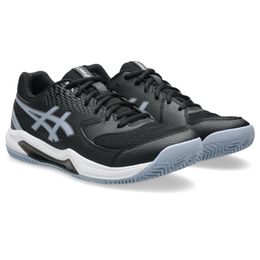 Tennisschuh asics "GEL-DEDICATE 8 CLAY", Herren, Gr. 43,5, schwarz, grau blau, Textil, Schuhe Tennisschuh, Sandplatzschuhe f&uuml;r Aschepl&auml;tze