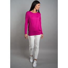 Langarmshirt Seidel Moden, Damen, Gr. 48, magenta, exklusiv bei otto, Jersey, Obermaterial: 95% Viskose, 5% Elasthan, unifarben, relaxed fit h&uuml;ftbedeckend, Rundhals, abgesteppt, Shirts Langarmshirt, mit breitem, elastischen Bund - MADE IN GERMANY