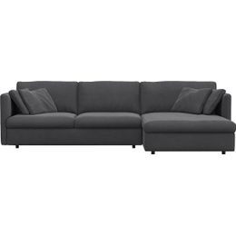 Ecksofa FLEXLUX "Lovane", grau (dervit grau), B:290cm H:84cm T:182cm, 100% Polyester, Sofas, Ecksofa, Weich & anschmiegsam, gro&szlig;e Sitztiefe auf Kaltschaum, Dekokissen inkl.
