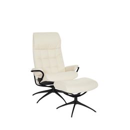 Relaxsessel stressless "London", beige (vanilla paloma), B:80cm H:116cm T:71cm, Leder BATICK: durchgef&auml;rbtes und genarbtes M&ouml;belleder;Leder PALOMA: durchgef&auml;rbtes Semianilin-M&ouml;belleder;ROHLEDER Stoff Q2 FARON (100% Polyester im Flor, Grundgewebe: 50% Polyester, 50% Polyacryl), Sessel, Relaxsessel, mit Hocker, High Back, mit Star Base, Gestell Schwarz
