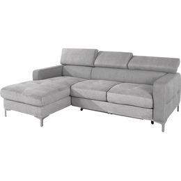 Ecksofa COTTA "Sammy L-Form", grau, B:226cm H:74cm T:169cm, Struktur (100% Polyester );Chenille (90% Polyester; 10% Polyamid ), Sofas, Ecksofa, mit Kopfteilverstellung, wahlweise mit Bettfunktion & Bettkasten