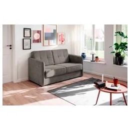 Schlafsofa Home Affaire "Milano", grau (grau, braun), B:147cm H:89cm T:87cm, 100% Polyester, Sofas, Schlafsofa, zwei einzeln ausziehbare Liegefunktionen
