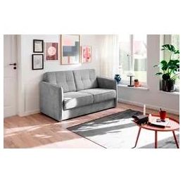 Schlafsofa Home Affaire "Milano", silber, B:147cm H:89cm T:87cm, 100% Polyester, Sofas, Schlafsofa, zwei einzeln ausziehbare Liegefunktionen