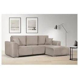 Ecksofa OTTO HOME "BEATRICE optionale Schlafsofa mit Bettkasten, B/T/H: 265/170/86 cm", grau (taupe), B:265cm H:86cm T:170cm, 100% Polyester, Sofas, Ecksofa, L-Form, wahlweise auch mit Bettfunktion und Bettkasten
