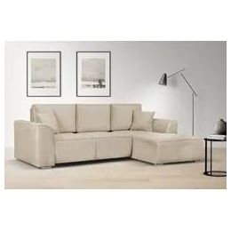 Ecksofa OTTO HOME "BEATRICE optionale Schlafsofa mit Bettkasten, B/T/H: 265/170/86 cm", beige (creme), B:265cm H:86cm T:170cm, 100% Polyester, Sofas, Ecksofa, L-Form, wahlweise auch mit Bettfunktion und Bettkasten