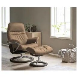Relaxsessel stressless "Sunrise", braun (almond paloma), B:92cm H:105cm T:80cm, Leder BATICK: BATICK ist ein leicht korrigiertes, durchgef&auml;rbtes und genarbtes M&ouml;belleder, bei dem die meisten Unebenheiten und Spuren in der Regel entfernt wurden.;Leder PALOMA: PALOMA ist ein durchgef&auml;rbtes Semianilin-M&ouml;belleder mit nat&uuml;rlicher Narbung.;ROHLEDER Stoff Q2 FARON: Ein fester zuverl&auml;ssiger Boucl&eacute; mit ein