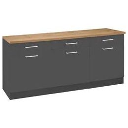 Unterschrank KOCHSTATION "KS-Kehl", grau, B:180cm H:85cm T:60cm, MDF, Schr&auml;nke, Unterschrank, Breite 180 cm