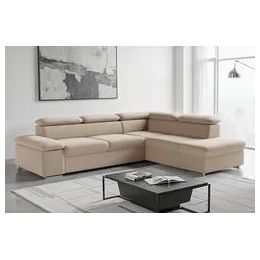 Sit & More Ecksofa SIT & MORE "Valentine L-Form, B: 272 cm", braun (caf&eacute;), B:272cm H:73cm T:226cm, 100% Polyester;Luxus-Kunstleder/Struktur (88% Polyester, 12% Polyamid), Sofas, Ecksofa, mit Arm- & Kopfteilverstellung, optional mit Bettfunktion