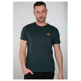 Rundhalsshirt Alpha Industries "BASIC T SMALL LOGO", Herren, Gr. XL, blau (schwarz petrol), Single Jersey, Obermaterial: 100% Baumwolle, bedruckt, schmal normal, Rundhals, eingesetzt gerader Abschluss, Shirts Rundhalsshirt, Baumwolle, regular fit, Topseller