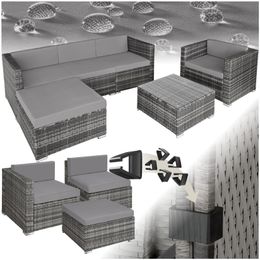 TecTake&reg; Rattan Lounge, f&uuml;r 4 bis 5 Personen, UV-best&auml;ndig, mit Sicherheitsglasplatte