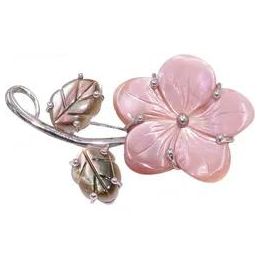 Brosche Firetti "Schmuck Geschenk Silber 925 Ansteckschmuck Blume", rosa (silberfarben, rosa, silbergrau), Broschen, Damen, Silber 925 (Sterlingsilber), Brosche, mit Perlmutt