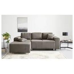 Ecksofa Home Affaire "Gy&ouml;r", grau (taupe), B:235cm H:88cm T:160cm, 100% Polyester, Sofas, Ecksofa, L-Form, wahlweise mit Bettfunktion und Bettkasten incl. 2 Zierkissen