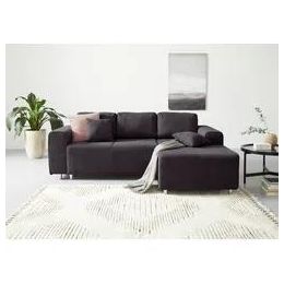 Ecksofa Home Affaire "Gy&ouml;r", grau (anthrazit), B:235cm H:88cm T:160cm, 100% Polyester, Sofas, Ecksofa, L-Form, wahlweise mit Bettfunktion und Bettkasten incl. 2 Zierkissen