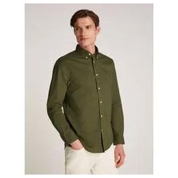 Businesshemd Tommy Hilfiger "FLEX POPLIN SOLID", Herren, Gr. XL, N-Gr, gr&uuml;n (army gr&uuml;n), Popeline, Obermaterial: 100% Baumwolle, unifarben, regular fit h&uuml;ftlang, &Auml;rmel mit &Auml;rmelschlitz 1-Knopf-Manschette, Hemden, unifarben, klassisch, regular fit, Baumwolle, Button-down-Kragen