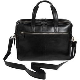 Exacompta Exactive Laptoptasche Leder schwarz bis 15,6 Zoll, 2 Hauptf&auml;cher, Frontfach, Schulterriemen abnehmbar, Trolley-Schlaufe