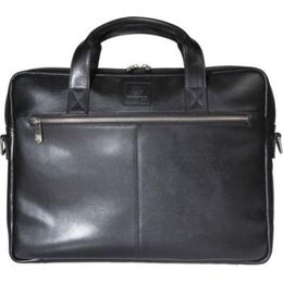 Exacompta Exactive Leder-Laptoptasche schwarz f&uuml;r 14" Notebook, gepolstert, Organizer, Zipperf&auml;cher, Trolley-Sleeve, Schulterriemen