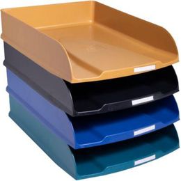 Exacompta Briefablagen Set Combo Neo Deco, 4-tlg A4+, bis 500 Blatt je Ablage, Etikettenhalter, stapelbar, 25 Jahre