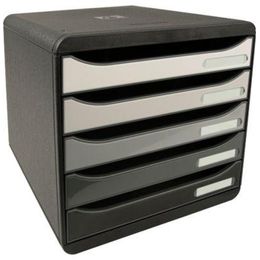 Exacompta Big Box Plus Shades of Grey, 5 offene Schubladen A4/A4+/24x32, leise, Sicherheitsstopp, stapelbar